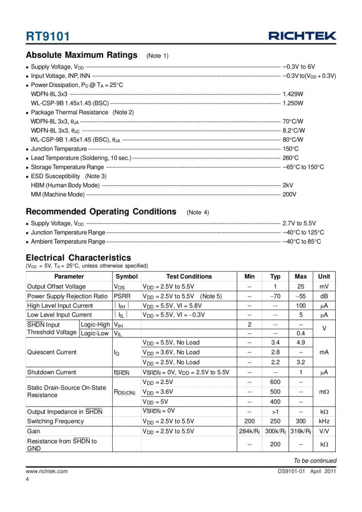RT9101 datasheet page 4