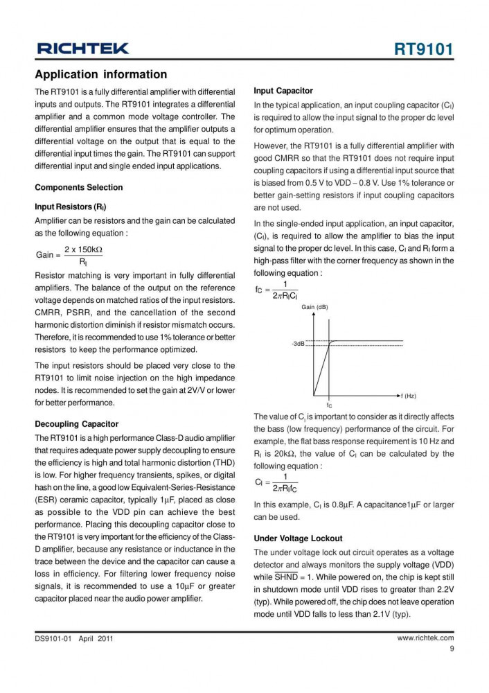 RT9101 datasheet page 9