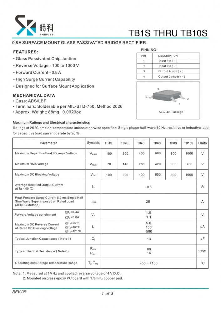 TB10S datasheet page 1
