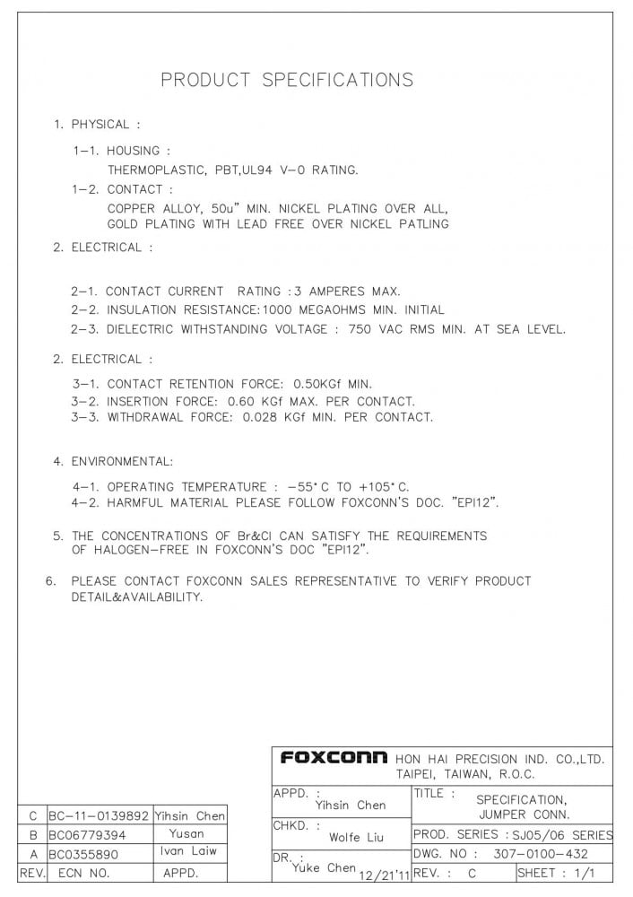 FOXCONN SJ05201-A0 technical document page 3