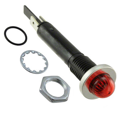 Neon Panel Mount Indicator Amber .500″ Hi-Hat 125V Tab Terminals
