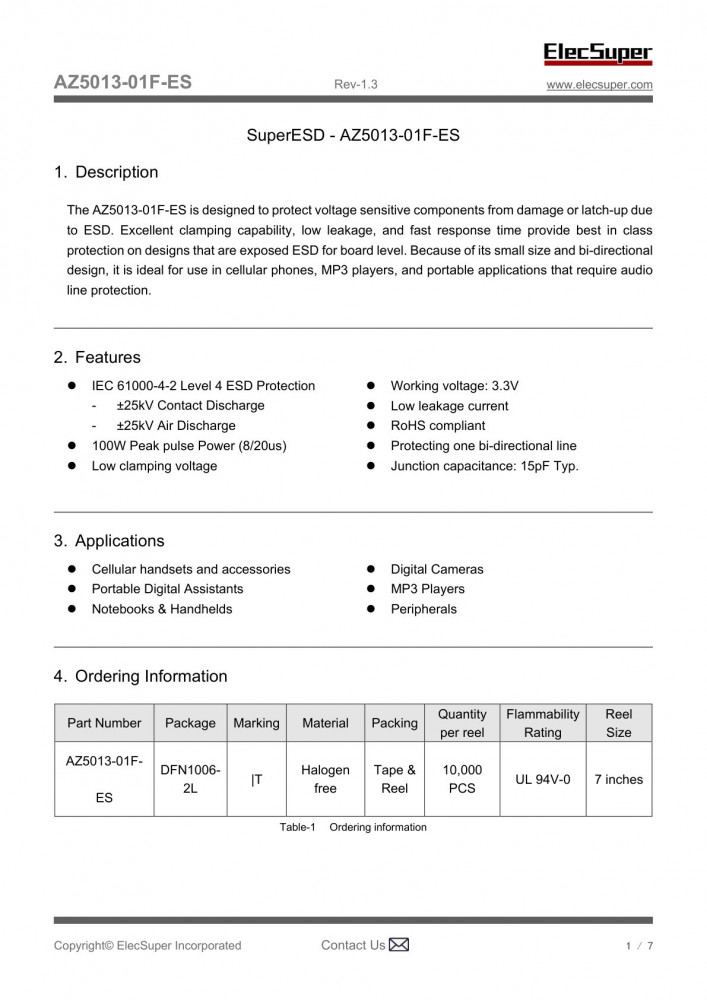 AZ5013-01F-ES datasheet page 1