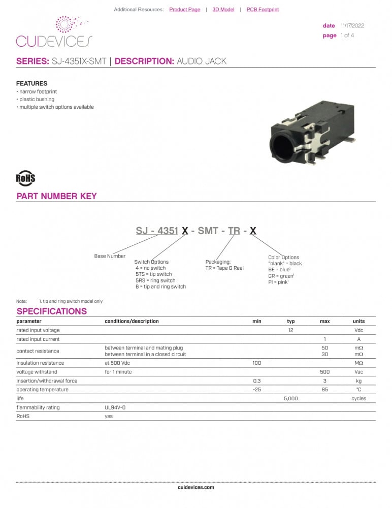 SJ-43514-SMT-TR technical document page 1