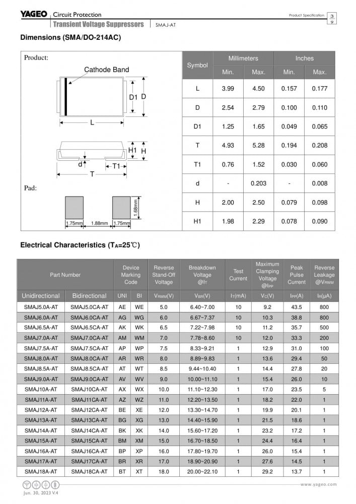 SMAJ-AT datasheet page 3