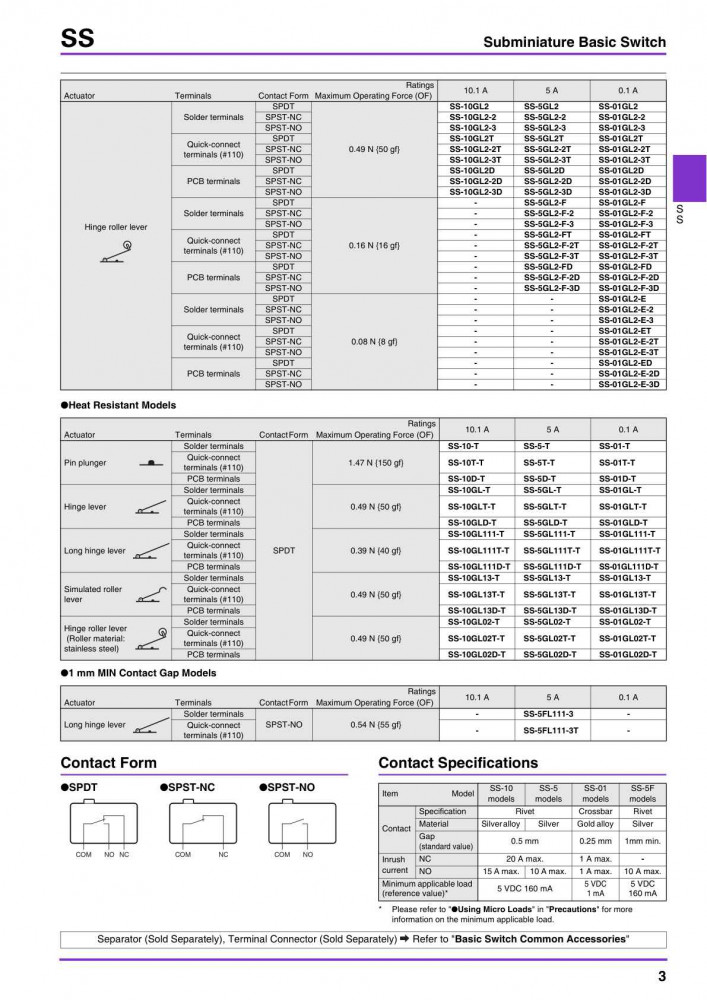 OMRON SS series datasheet page 3