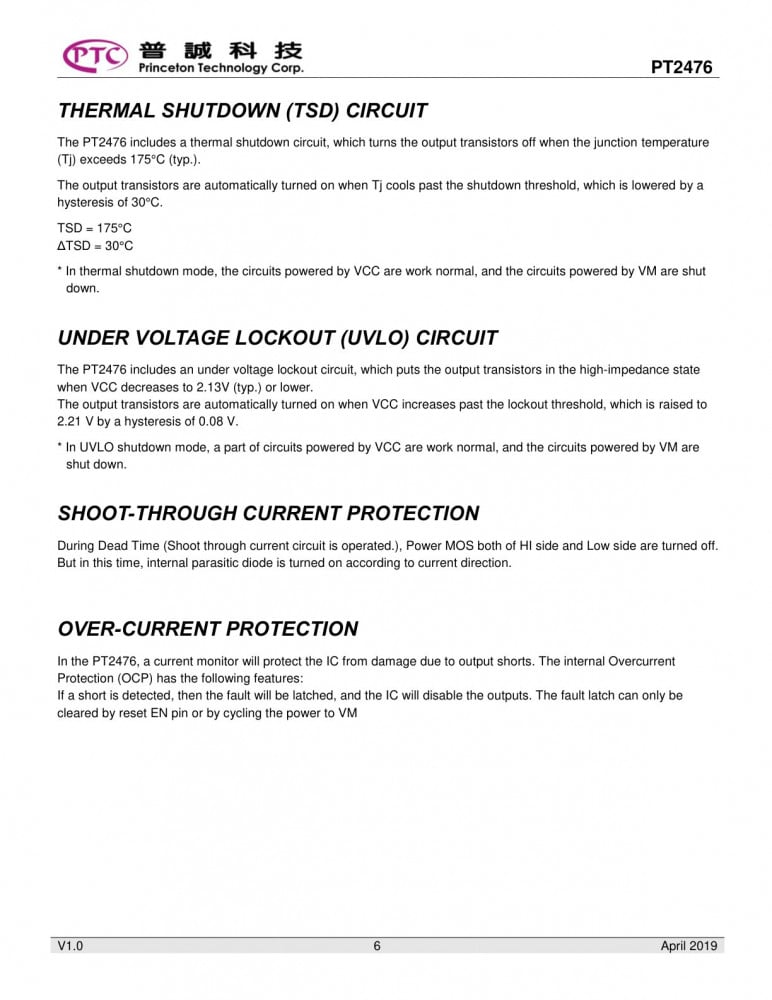 PT2476 datasheet page 6
