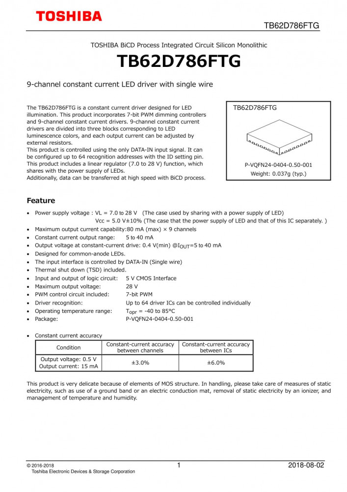 TB62D786FTG datasheet page 1