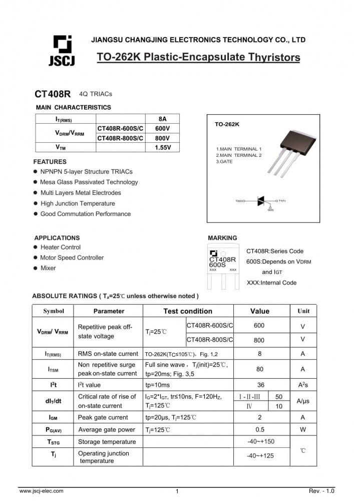 CT408R-800S datasheet page 1