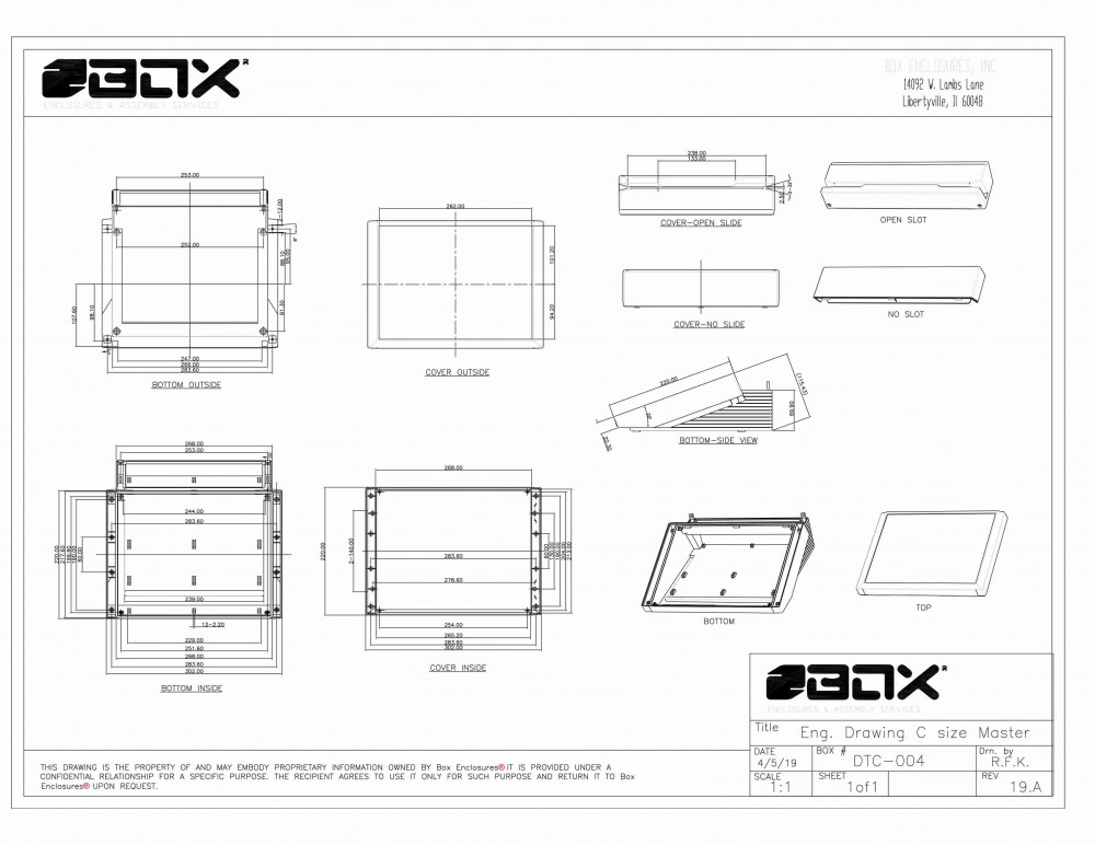 DTC-004 enclosure drawing visual