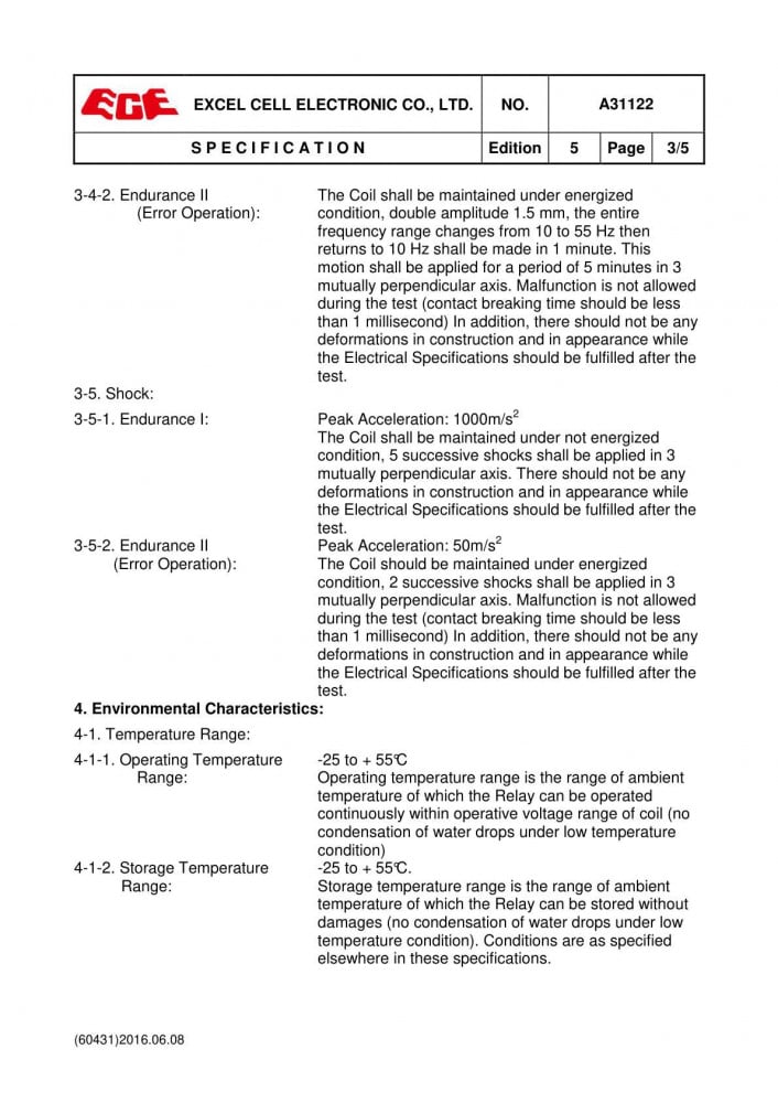 ECE ETR GU relay specification page 3