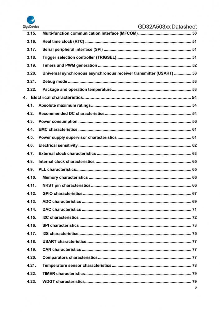 GD32A503xx datasheet preview page 3
