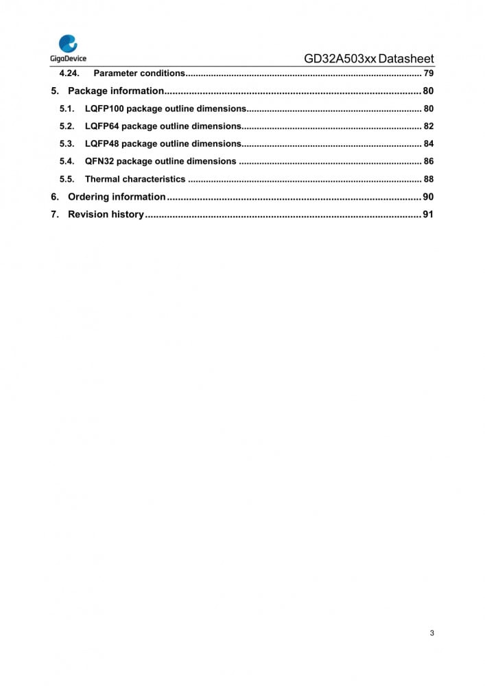 GD32A503xx datasheet preview page 4