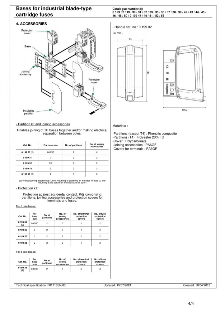 Legrand NH fuse-base technical document, page 4