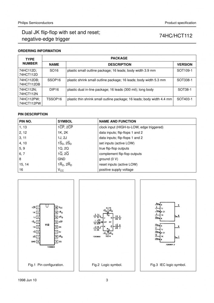 74HC112D datasheet page 3