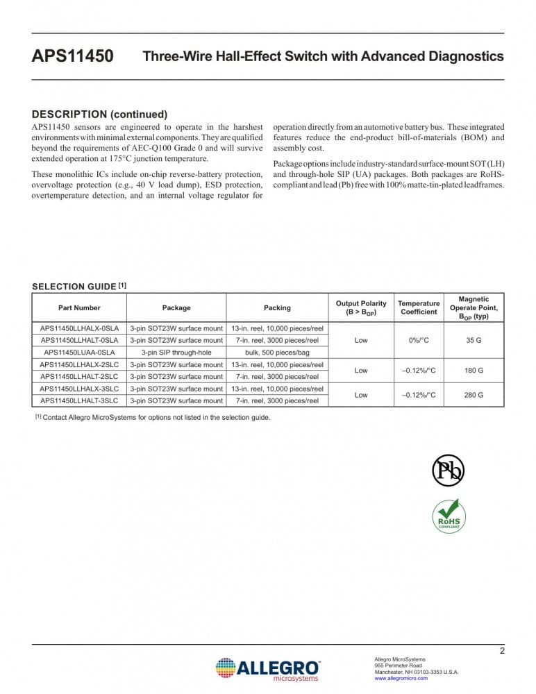 APS11450 datasheet page 2