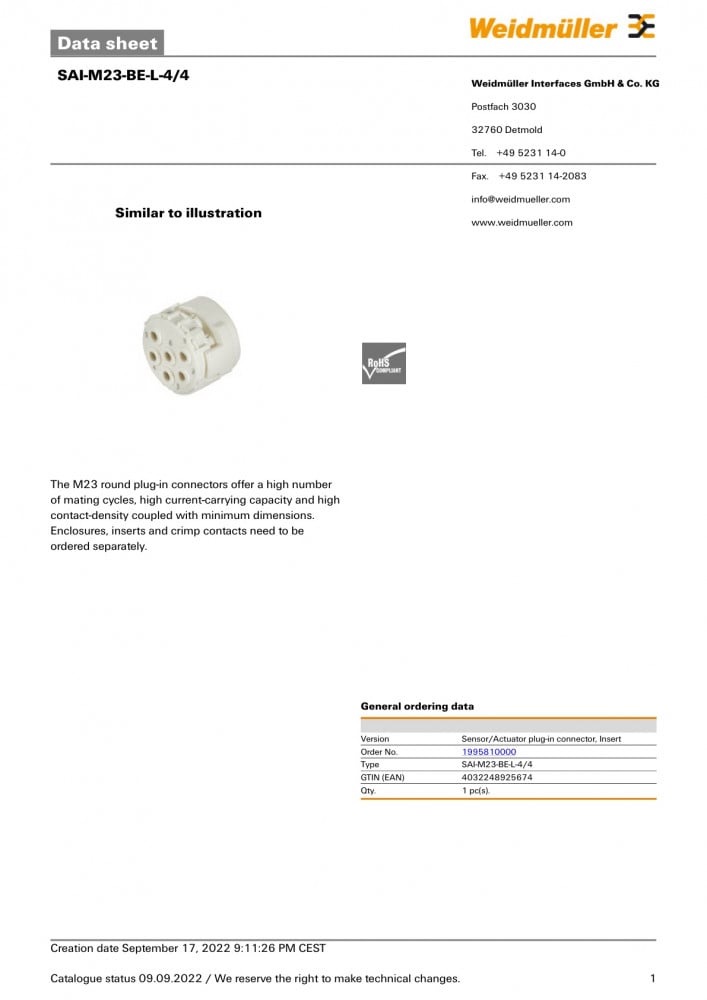 WEIDMULLER 1995810000 documentation page 1
