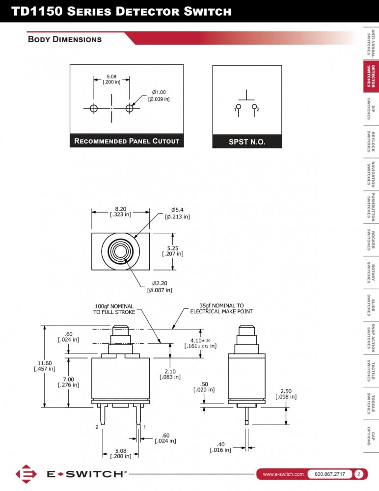E-Switch TD1150AF100Q datasheet page 2