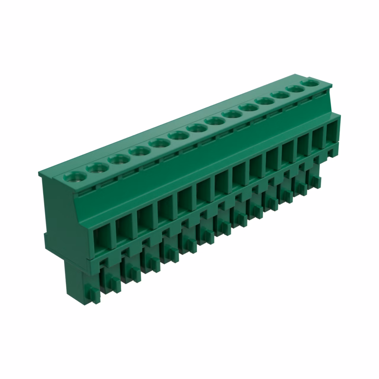 3.81mm Pitch Eurostyle Vertical Plug, with Reverse Imprinting, Front Wire Entry, Green Housing, Gold (Au) Plated, 14 Circuits for sale