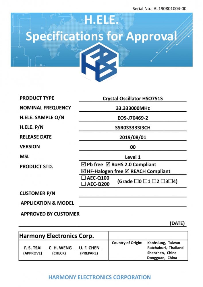 SSR033333I3CH datasheet page 1