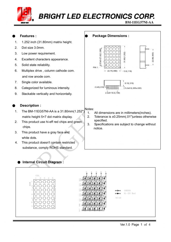 BM-11EG57NI-AA datasheet page 1