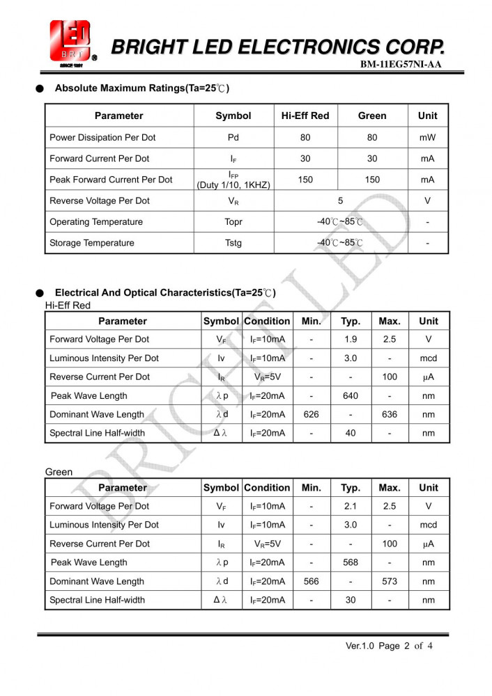BM-11EG57NI-AA datasheet page 2