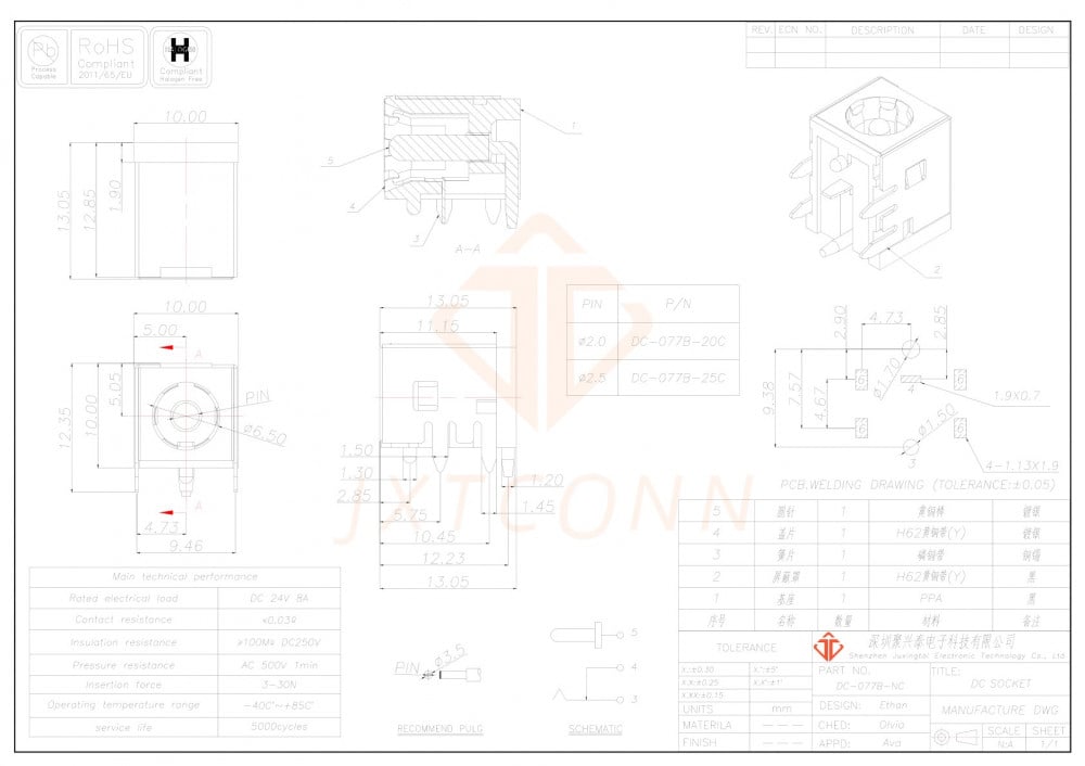 DC-077B-20C technical document page 1