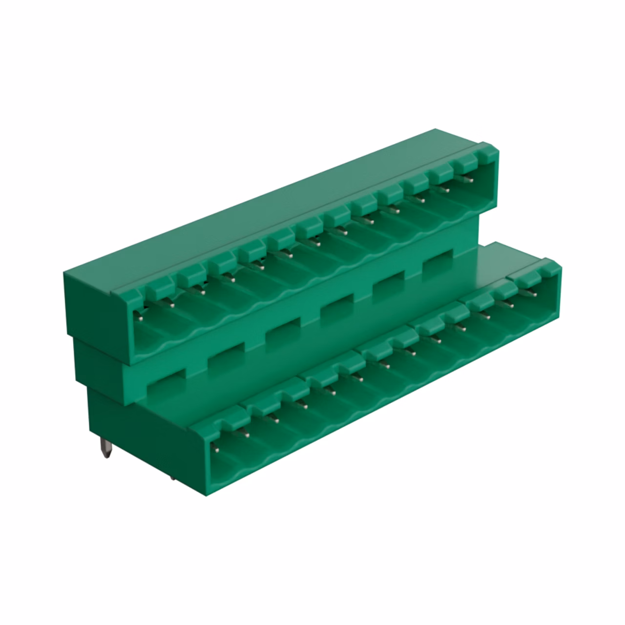 5.00mm Pitch Eurostyle Horizontal Dual Level PCB Header, Closed Ends, Green Housing, 26 Circuits for sale