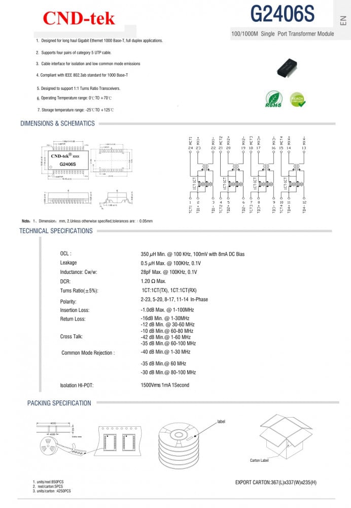 CND-tek G2406S technical document page