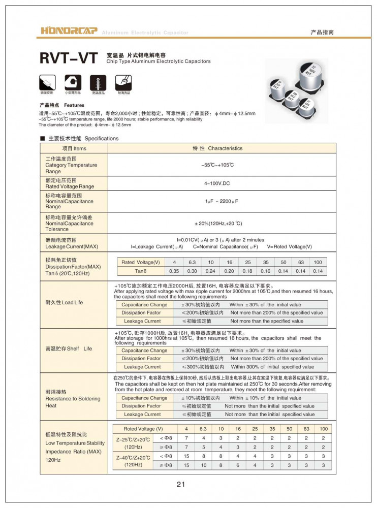 Honor Elec RVE series datasheet page 1