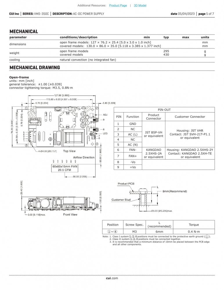CUI VMS-350C datasheet page 5