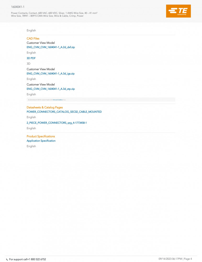 TE Connectivity 1604041-1 technical document page 4