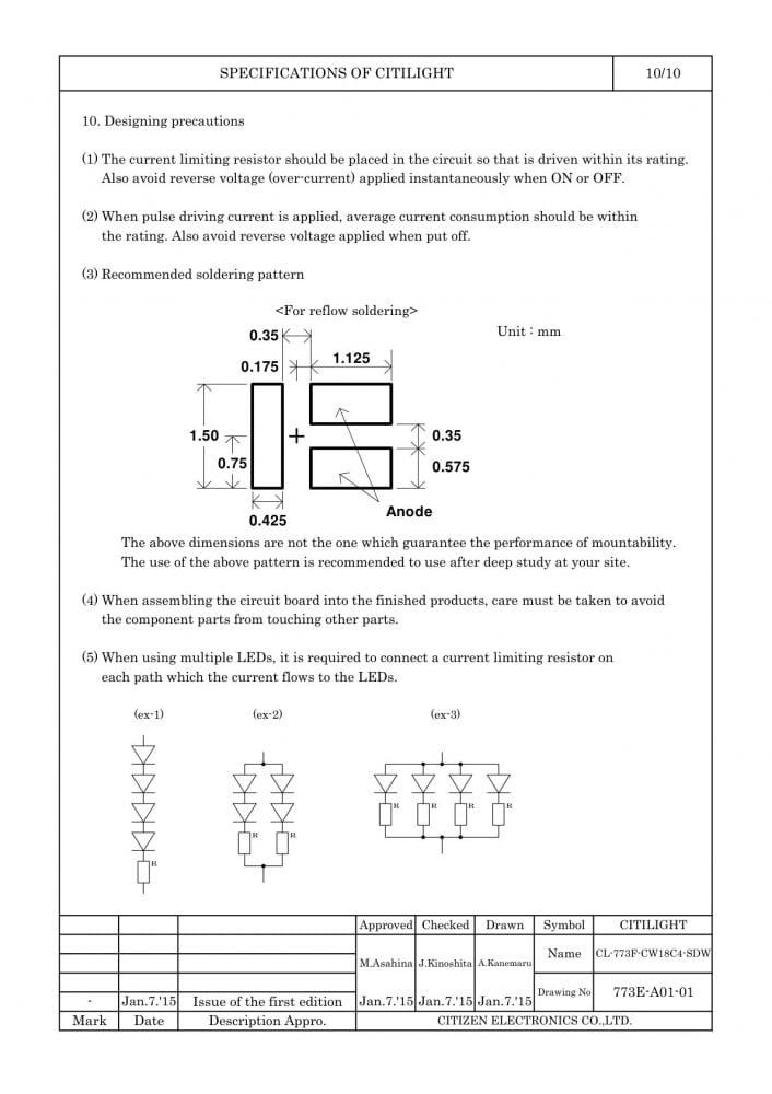 CL-773F-CW18C4-SDW-T datasheet page 10