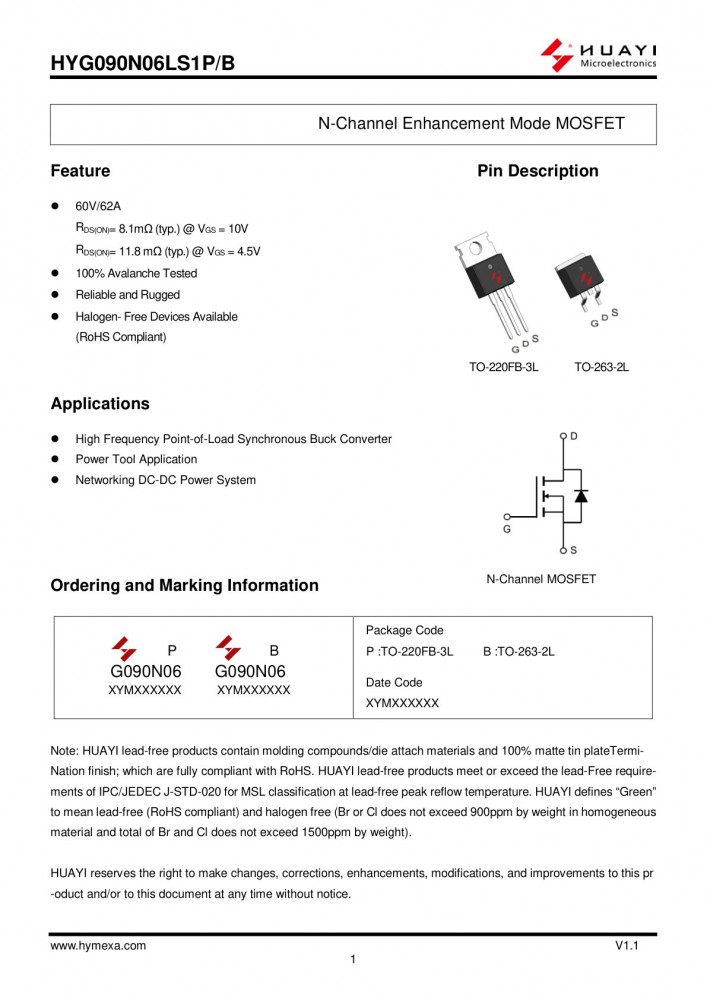HYG090N06LS1P datasheet page 1