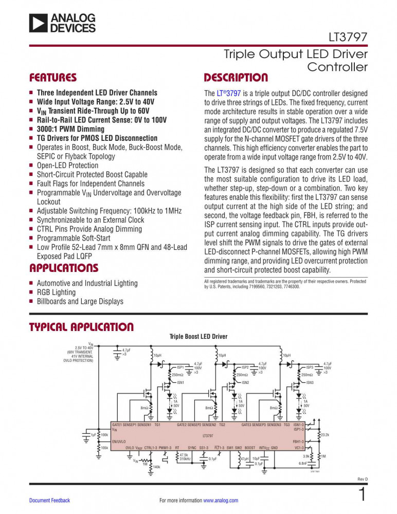 LT3797 datasheet page 1