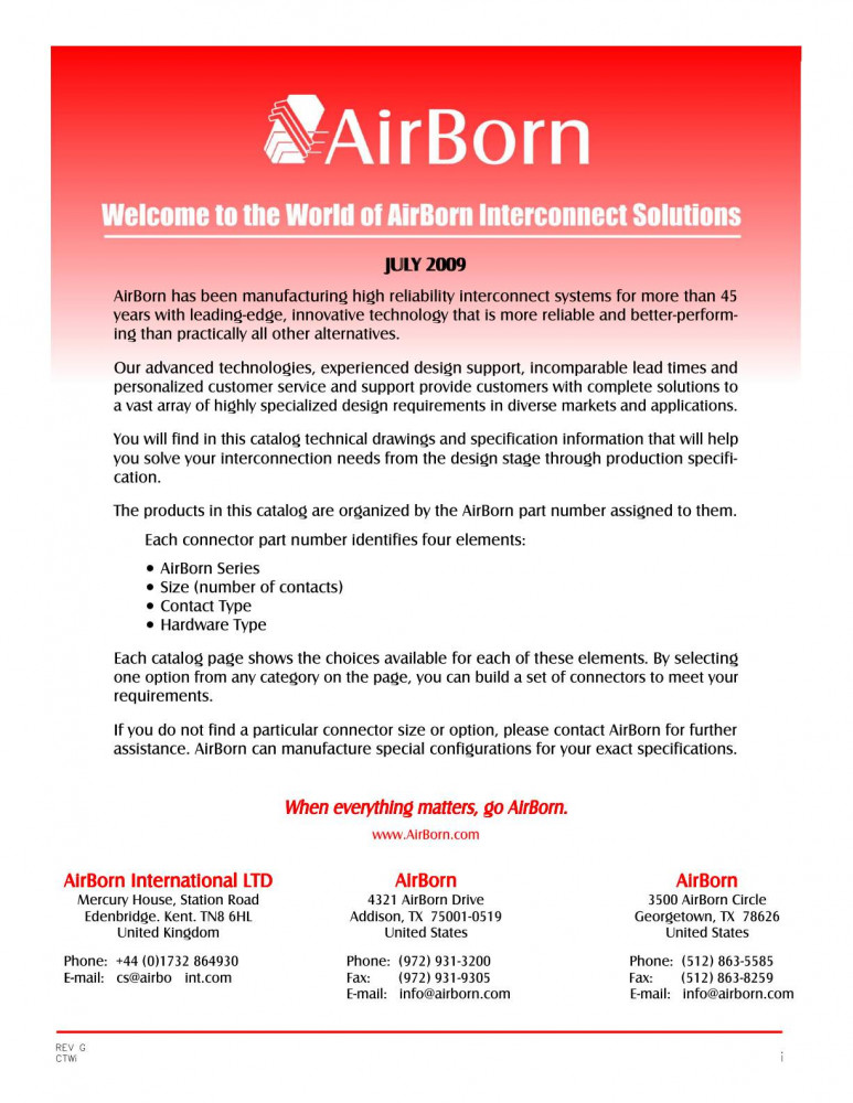 AirBorn W Series catalog page 1