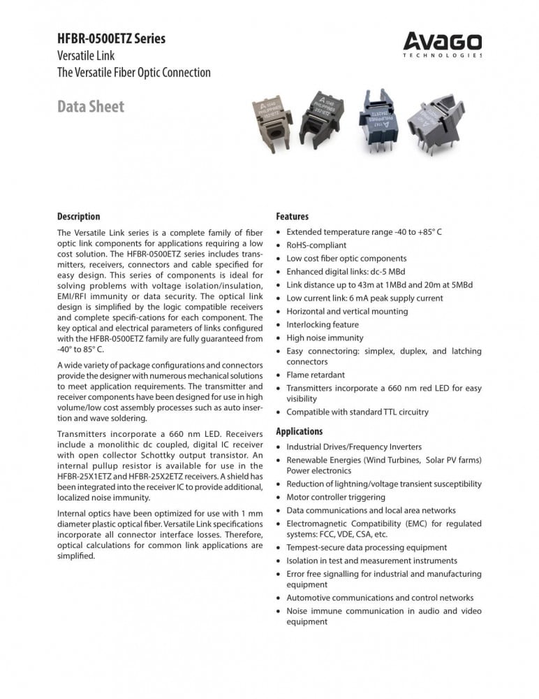 HFBR-2521ETZ datasheet page 1