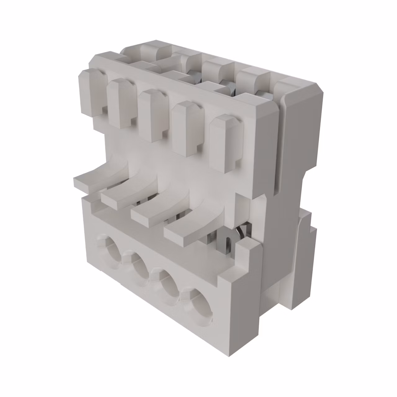 Appli-Mate RAST 2.5 IDT Housing, 2.50mm Pitch, Female, 4 Circuits, Beaded Terminal, All Position Keys, Slotted Endwalls, Polarizing Rib Between Circuits 1 & 2 for sale