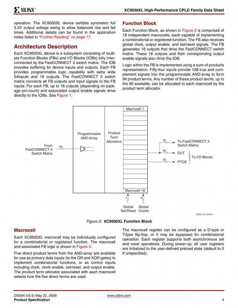 XC95288XL technical document page 4