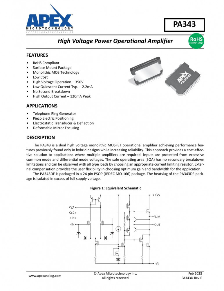 PA343 datasheet page 1