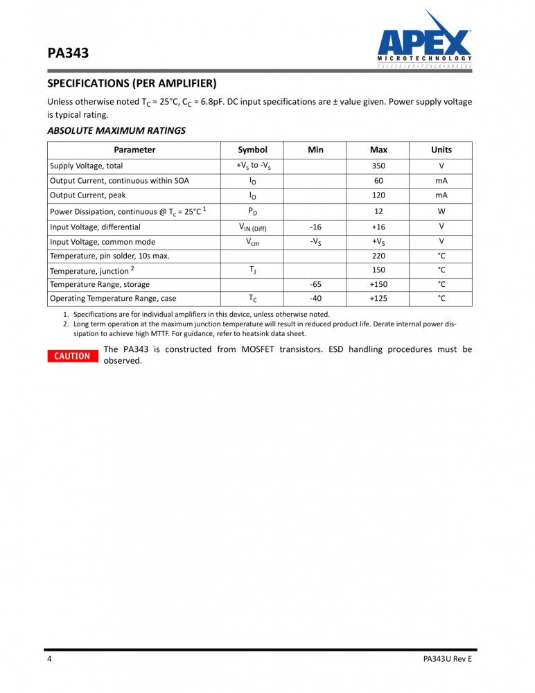PA343 datasheet page 4
