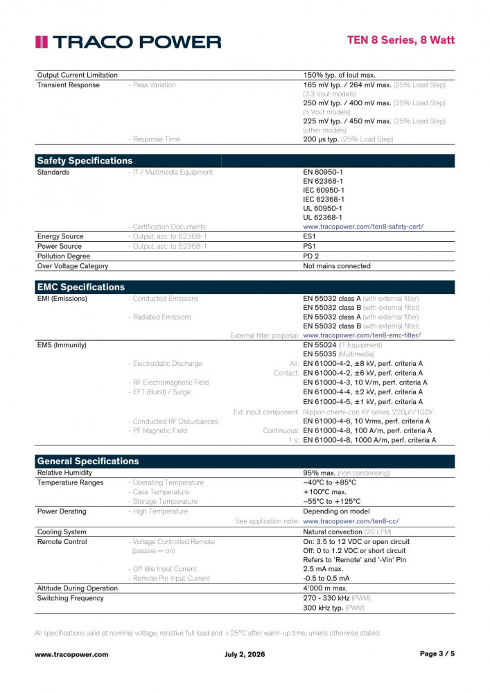 TEN 8 series technical document page 3