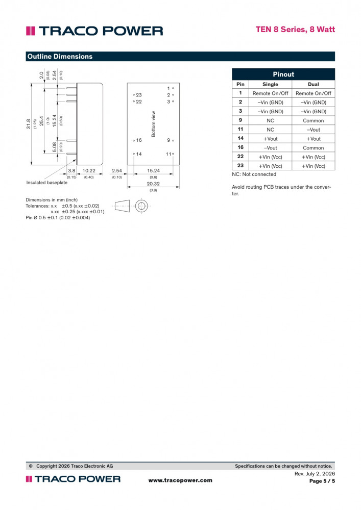 TEN 8 series technical document page 5