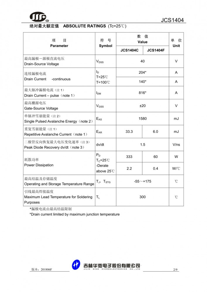 JCS1404C datasheet page 2