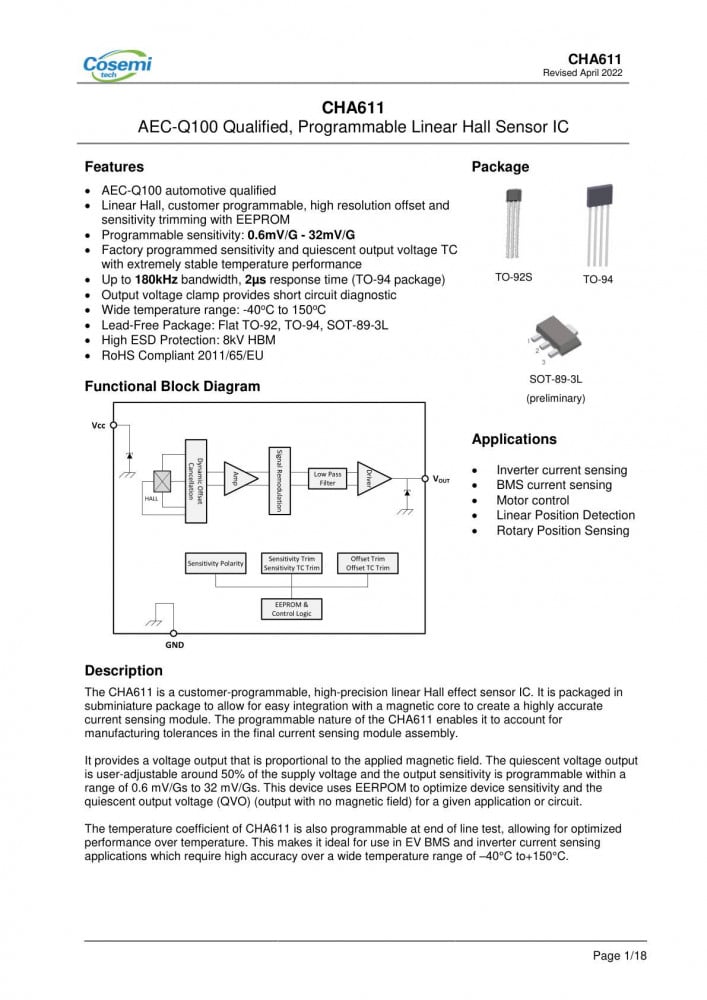 CHA611 datasheet page 1
