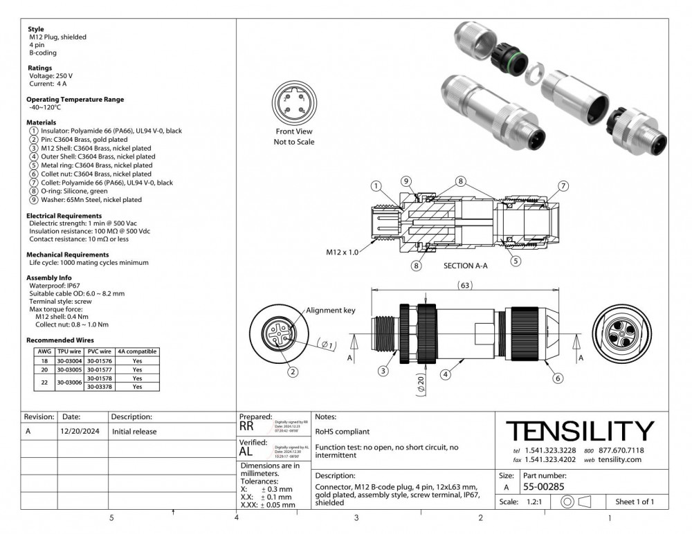 55-00285 product drawing page