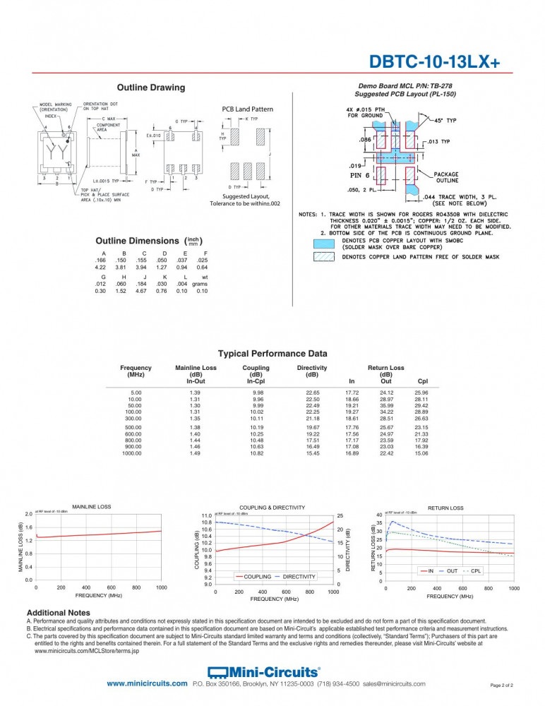 DBTC-10-13LX+ technical datasheet page 2
