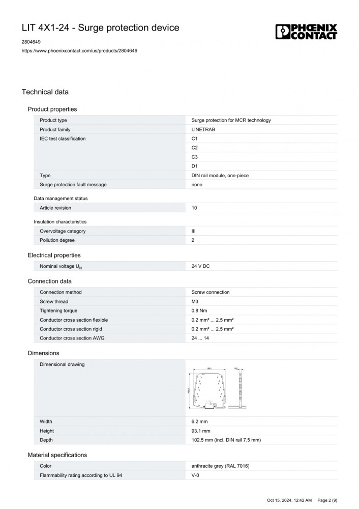 Phoenix Contact 2804649 technical document page 2