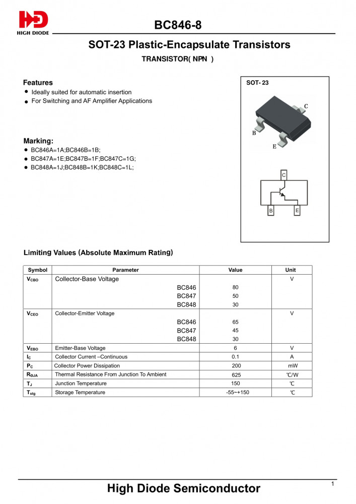 BC846B datasheet page 1