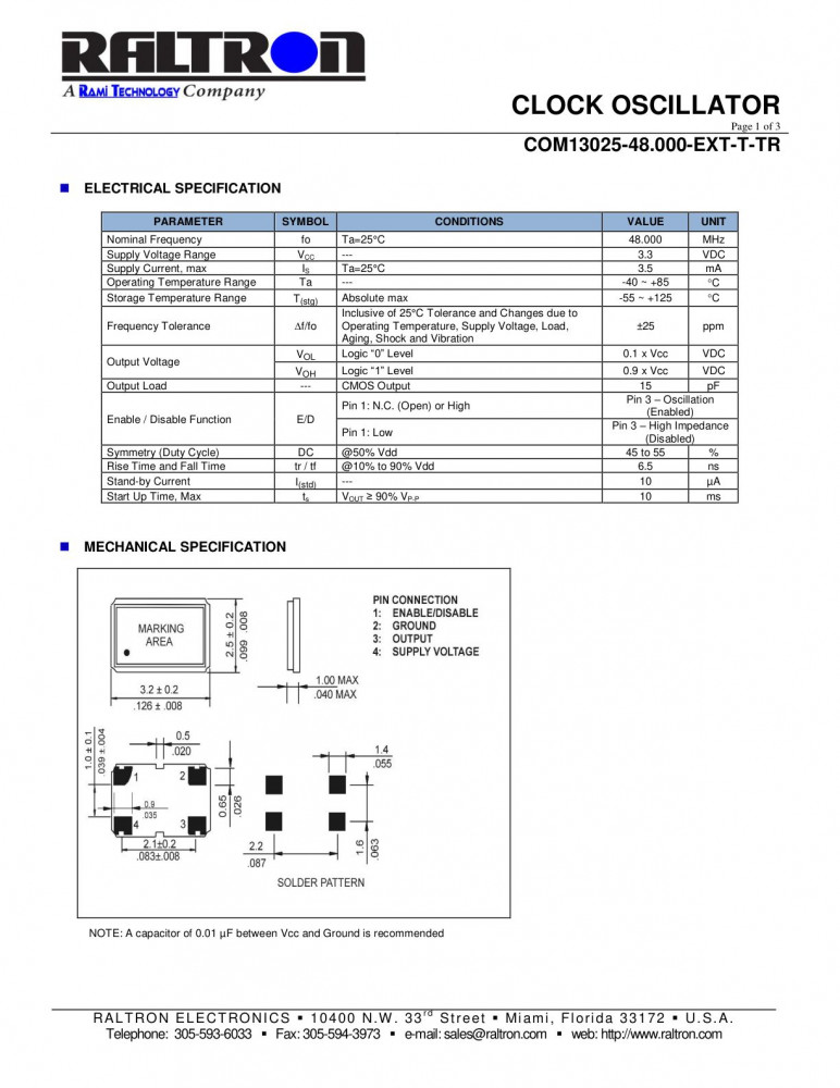 COM13025-48.000-EXT-T-TR technical document page 1