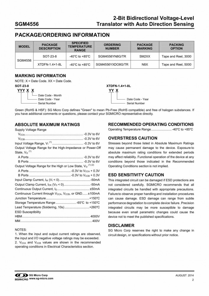 SGM4556 datasheet page 2